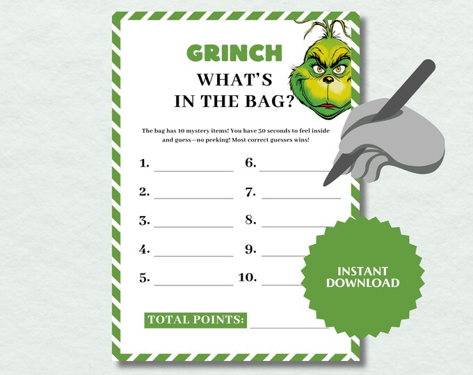 Grinch Game, Grinchmas Games, Christmas Party Games, How the Grinch ...