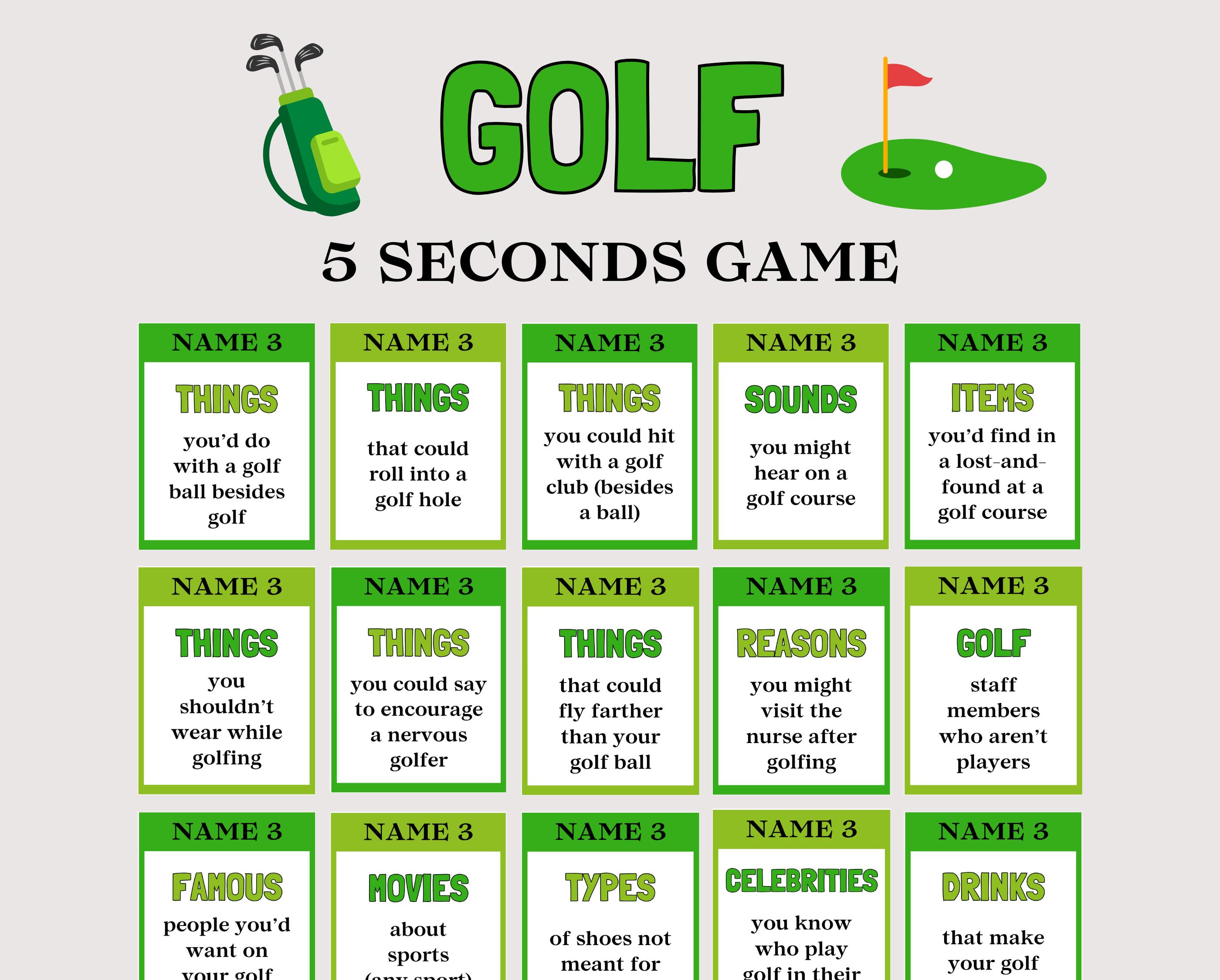 Golf Game Think Quick, Golf Party Game, Golf Themed Game for Golf ...
