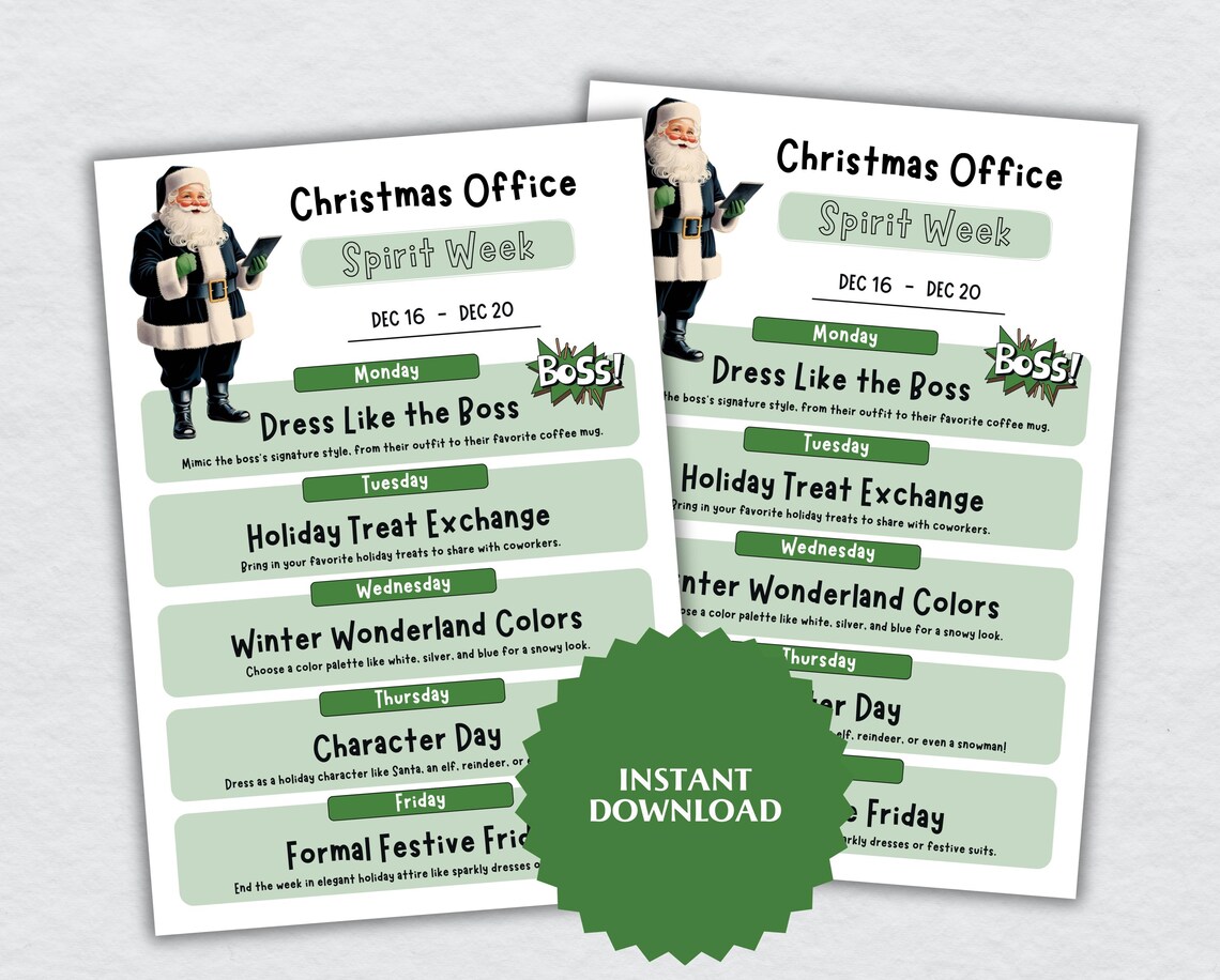 December Spirit Week Work, Editable Christmas Spirit Week Work Flyer ...