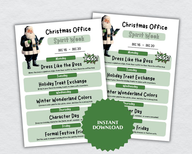 December Spirit Week Work, Editable Christmas Spirit Week Work Flyer ...