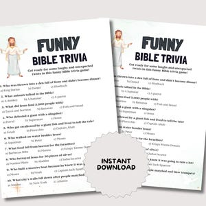 Funny Bible Trivia Game, Religious Bible Game Printable, Church ...