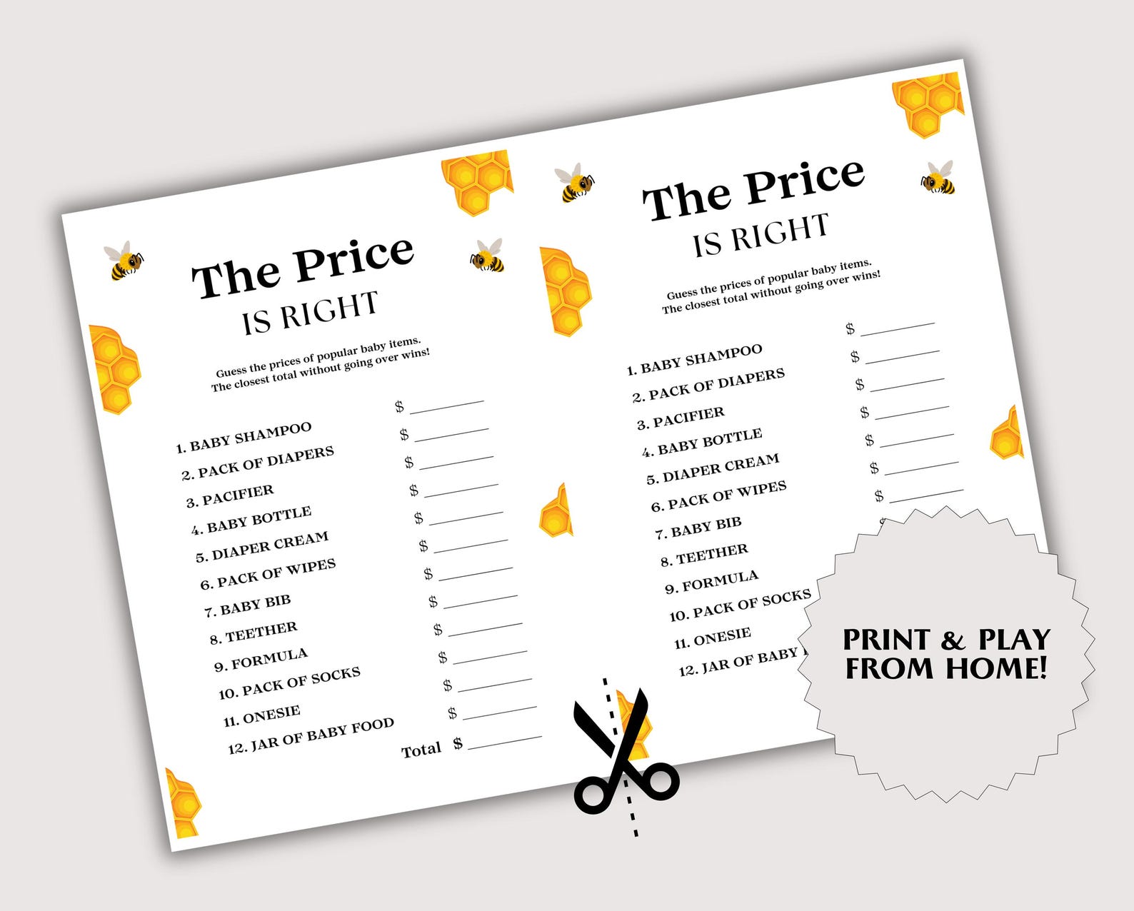 Baby Price is Right Game, Baby Shower Price is Right, Baby Shower Games ...