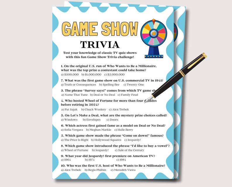 Game Show Trivia TV Quiz Shows, Fun Game for Seniors and Family Reunion ...