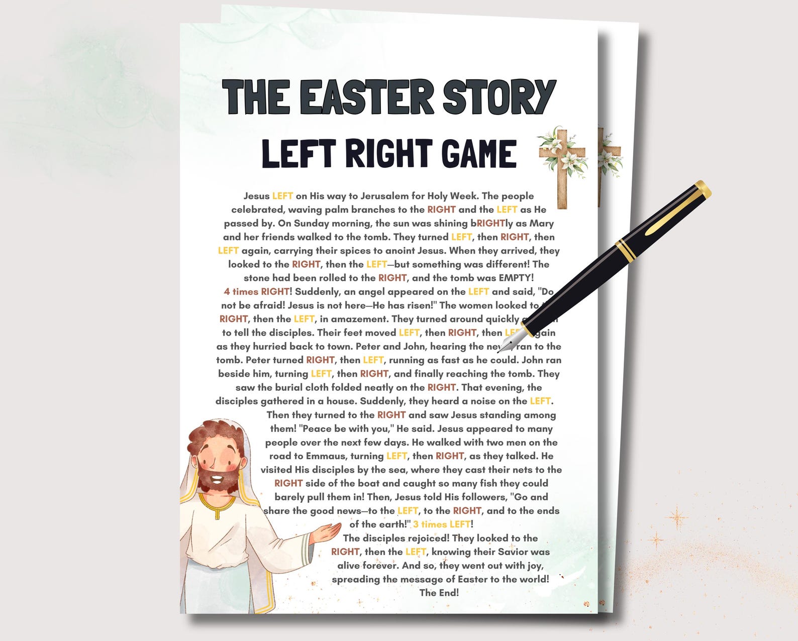 Easter Left Right Game Bible Story Pass the Gift, Printable Church ...