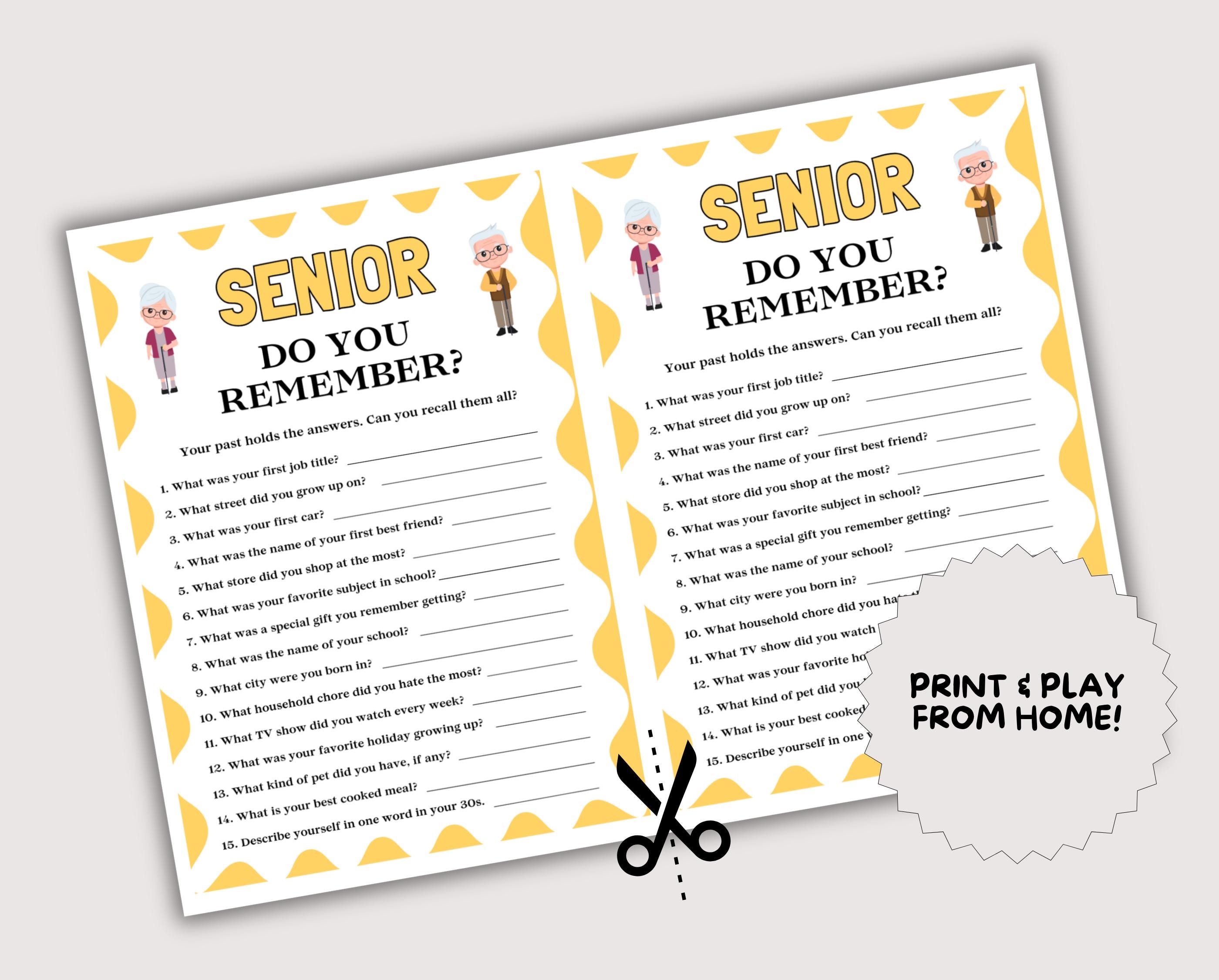 Game for Senior Citizens, Do You Remember Senior Games for Group of ...
