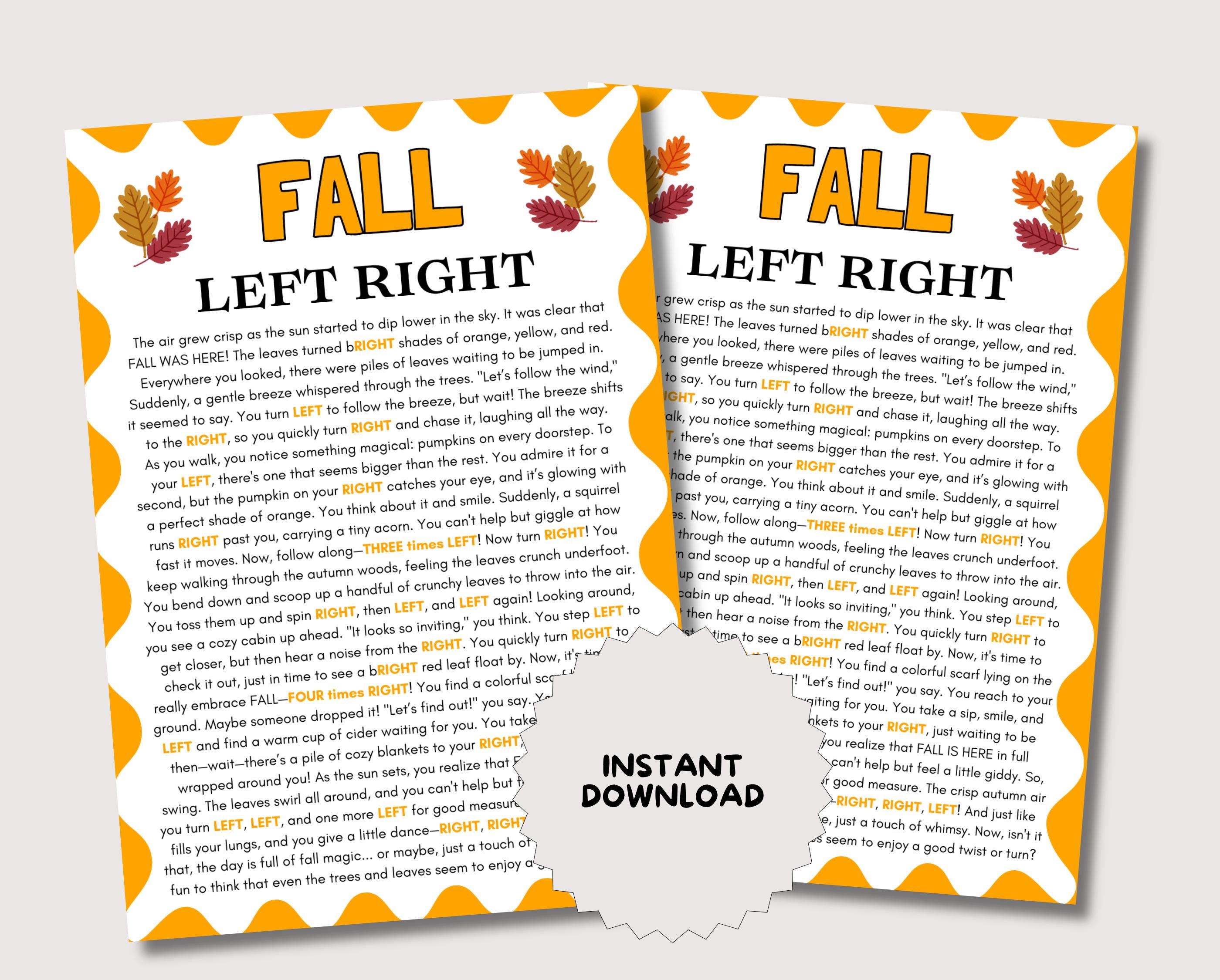 Fall Left Right Game, Autumn Party Games, Printable Autumn Game for ...