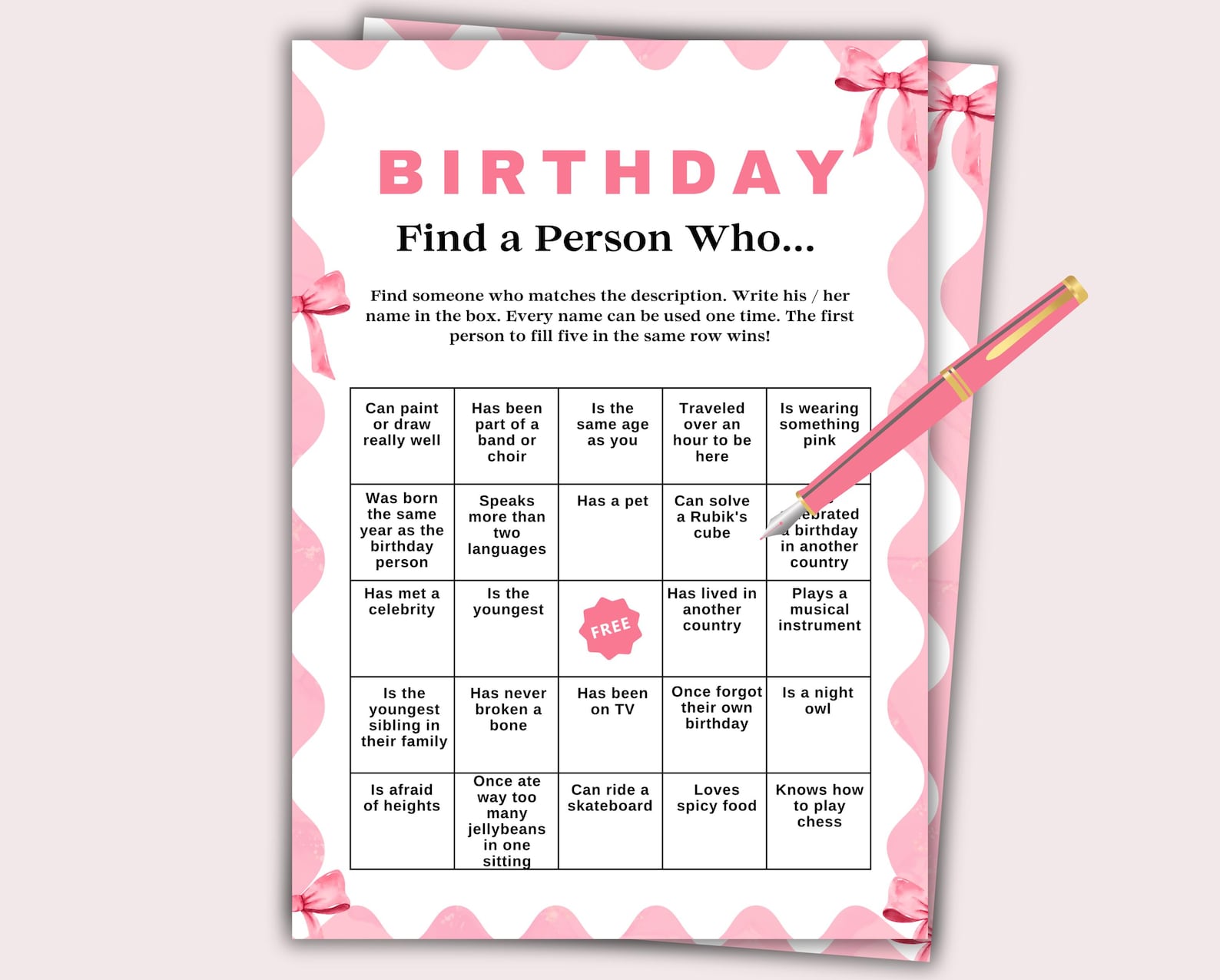 Sweet 16 Bingo, Sweet 16 Games, 16th Birthday Games, Sweet 16 Find the ...