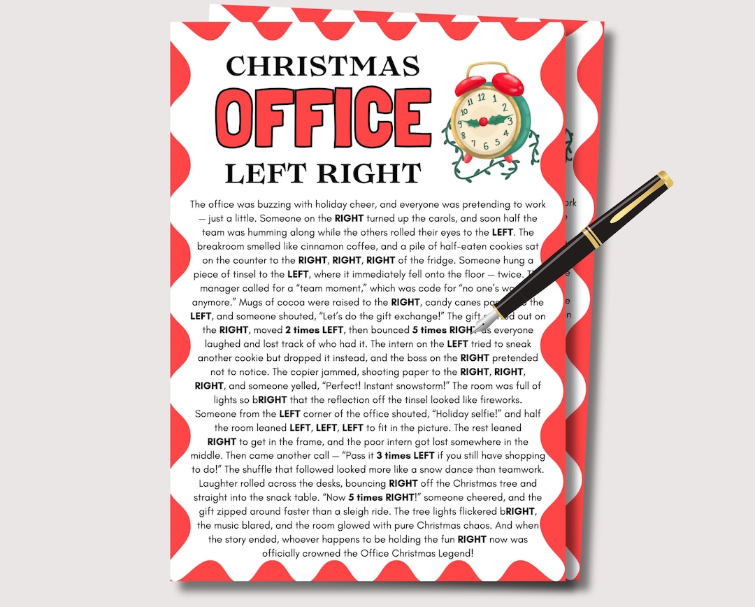 Christmas Office Left Right Game, Fun Office Christmas Game for Staff ...