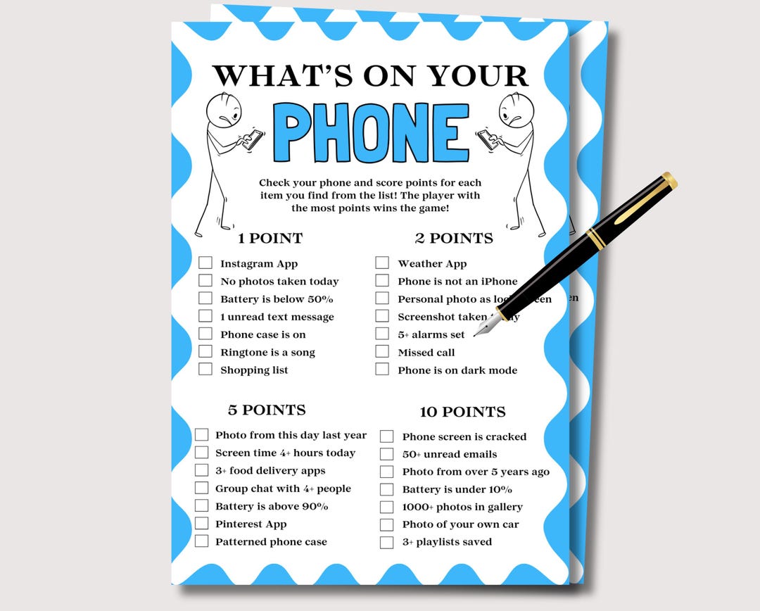 What’s on Your Phone Game, Fun Cell Phone Ice Breaker Game, Printable ...