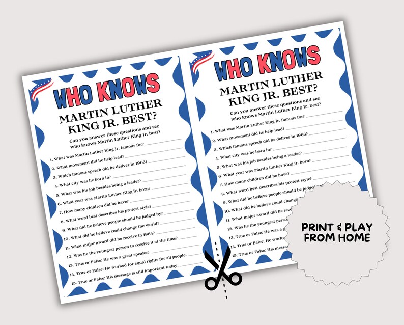 Who Knows Martin Luther King Jr Best Game, Fun Martin Luther King ...
