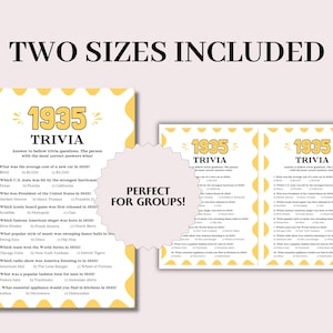 1935 Trivia Game, Fun 1935 Birthday Game for Her Him, 1935 Trivia Game ...