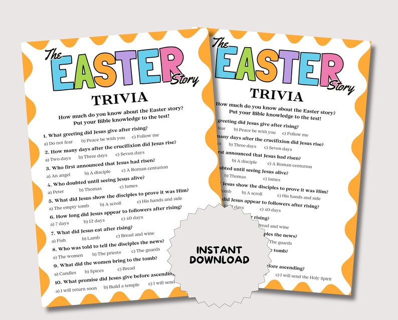 Easter Story Trivia Quiz, Fun Christian Easter Game for Kids Adults ...