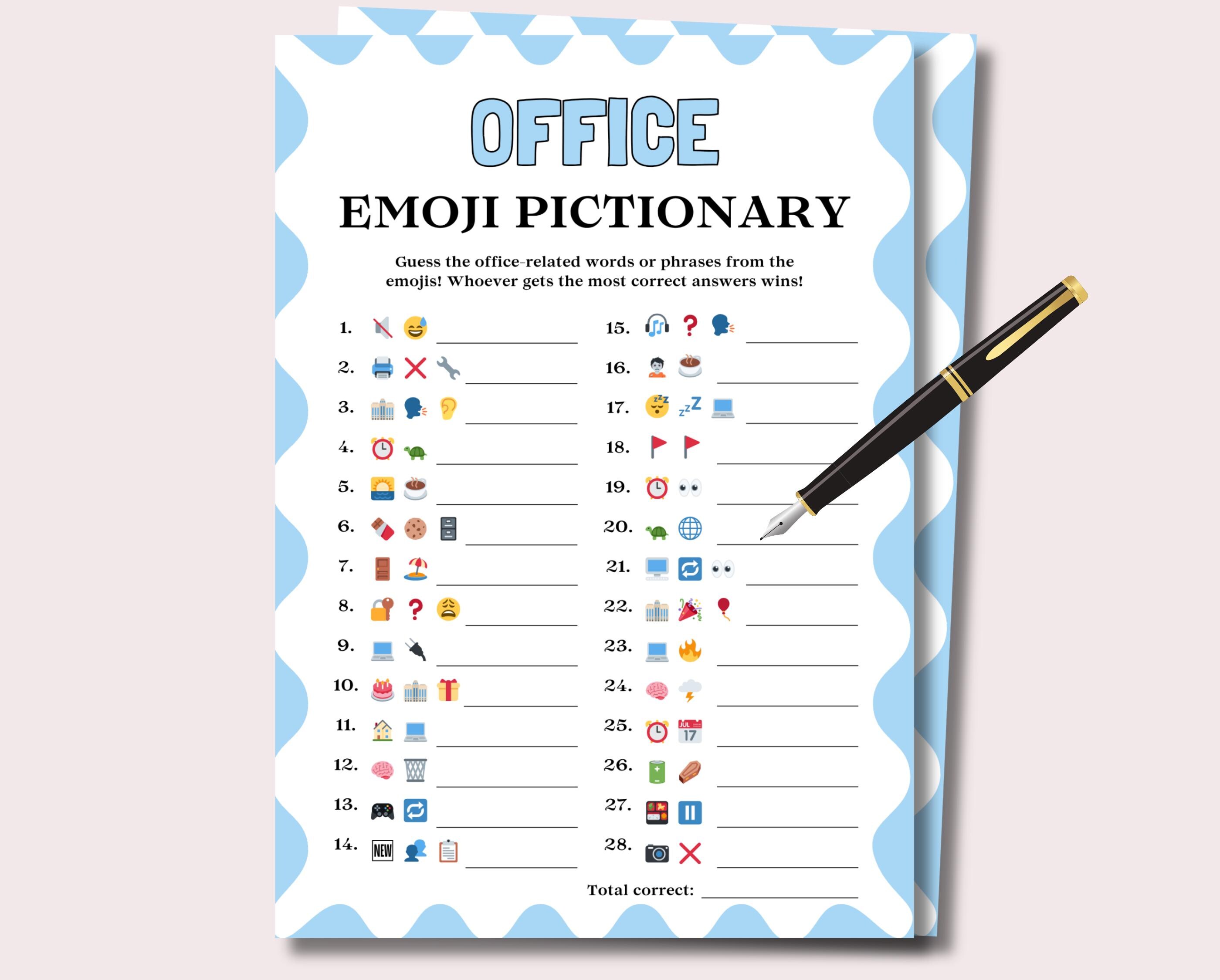 Team Building Activities for Office Emoji Pictionary Game, Team ...