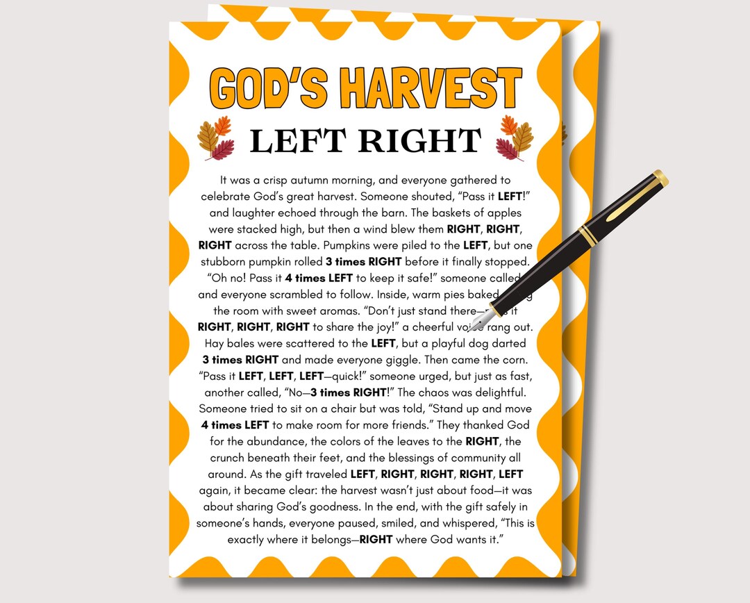 Fall Left Right Game, Bible Left Right Game, Bible Games for Kids Youth ...