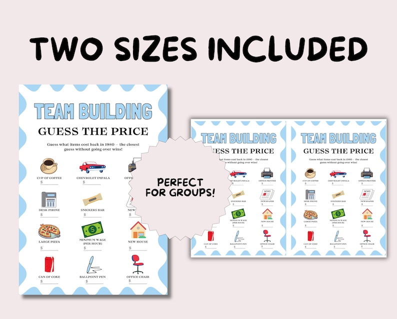 Team Building Activity Guess the Price, Printable Office Games, Work ...
