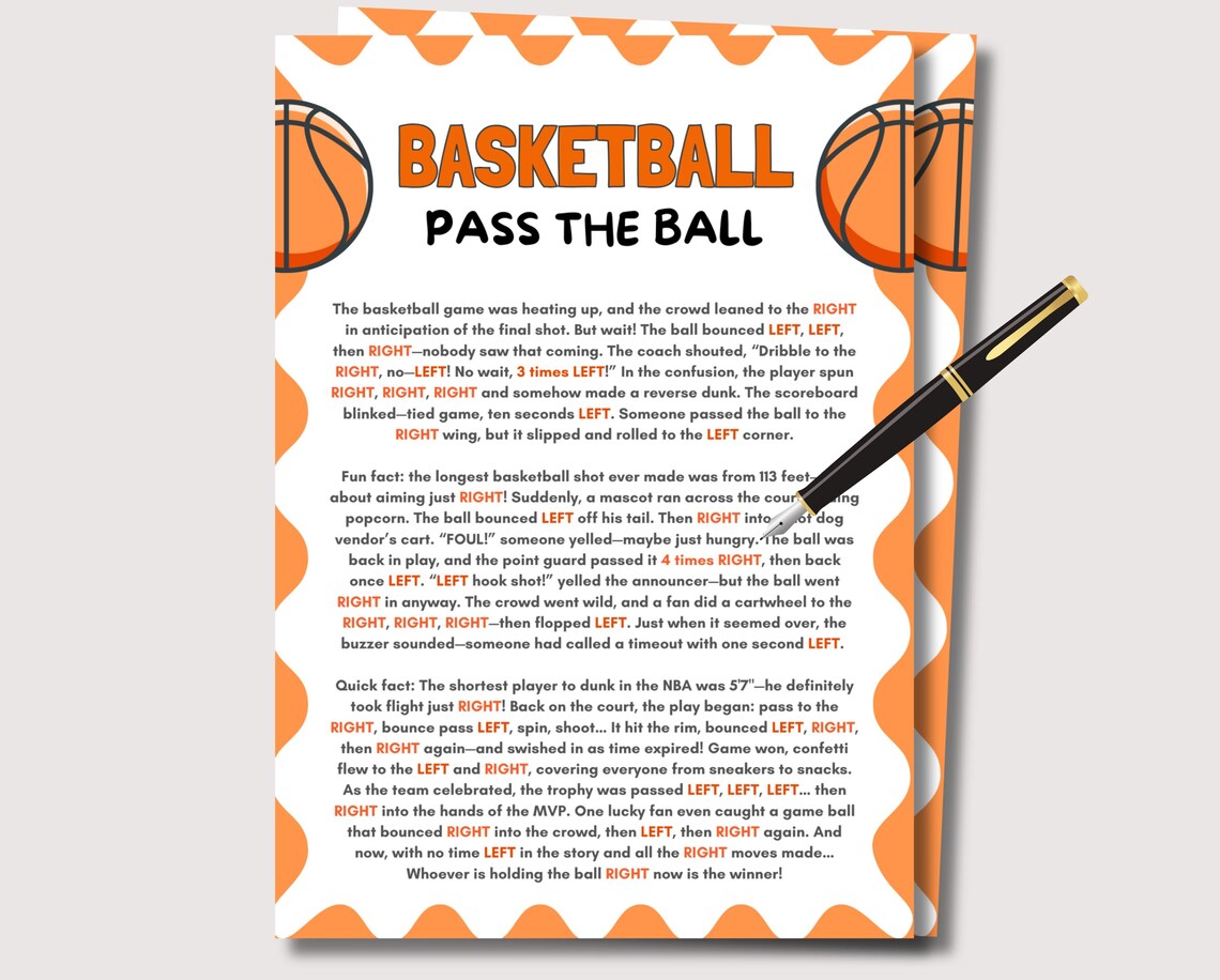 Basketball Left Right Game, Pass the Ball Basketball Games, Printable ...