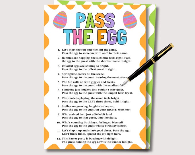 Easter Pass the Egg Game, Fun Easter Egg Exchange Game, Pass the Prize ...