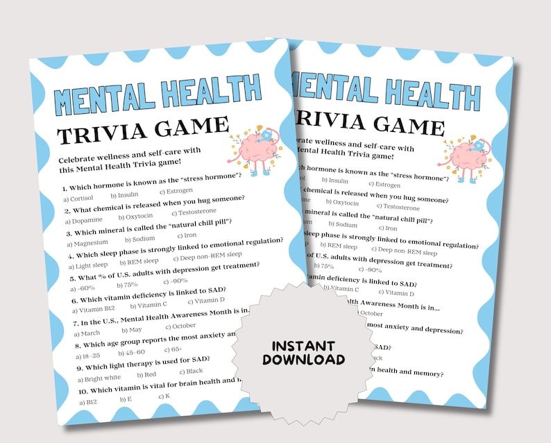 Mental Health Trivia Game, Mental Health Game for Teen Kids Adults ...
