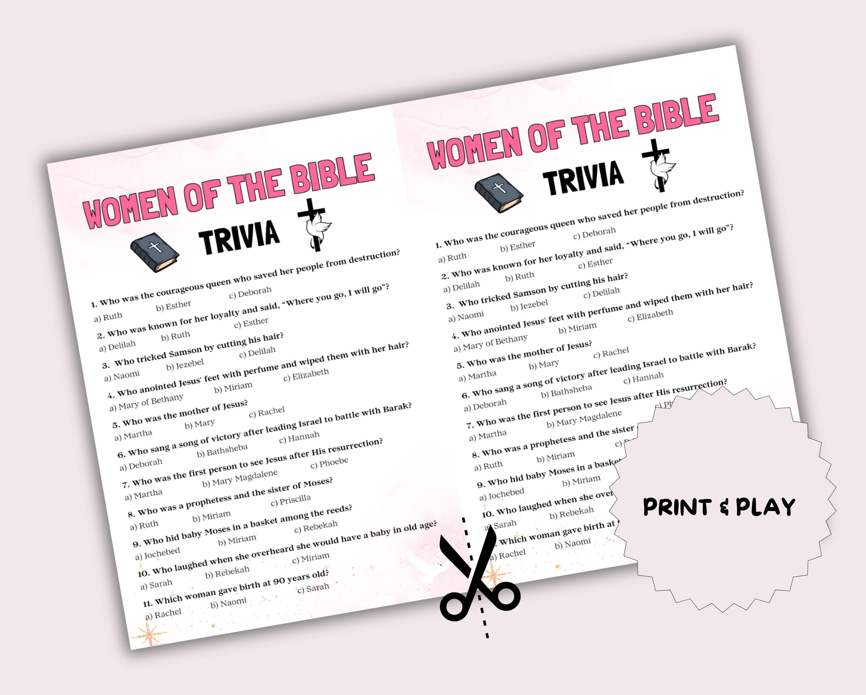Womens Ministry Games, Women of the Bible Trivia Game Printable, Bible ...