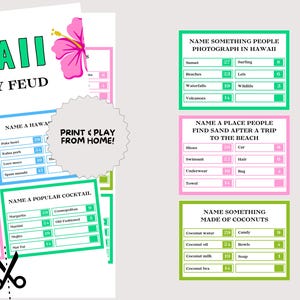 Hawaiian Friendly Feud Game, Hawaiian Themed Games, Hawaii Trivia Game ...