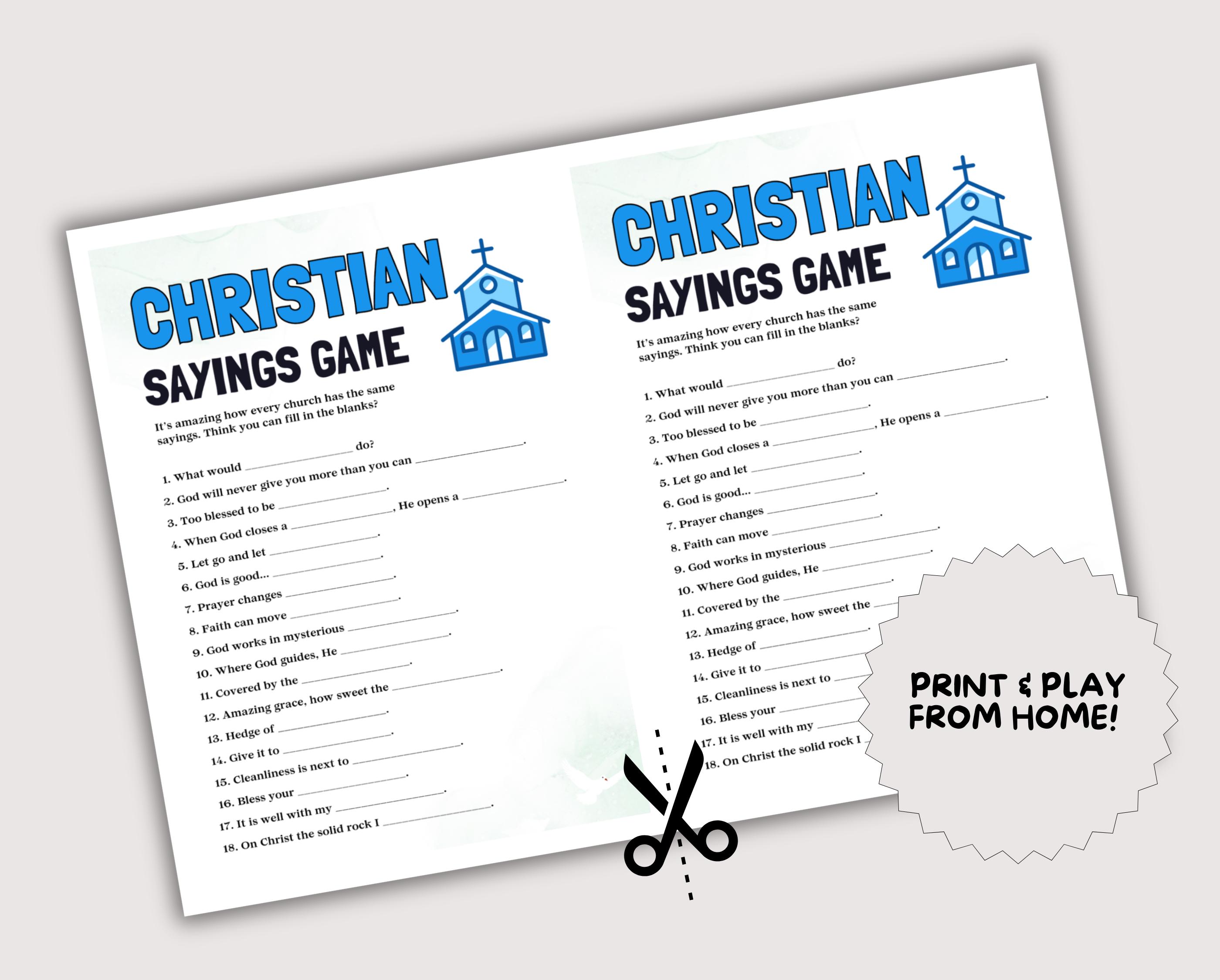 Christian Sayings Game, Fun Christian Trivia for Kids and Adults ...