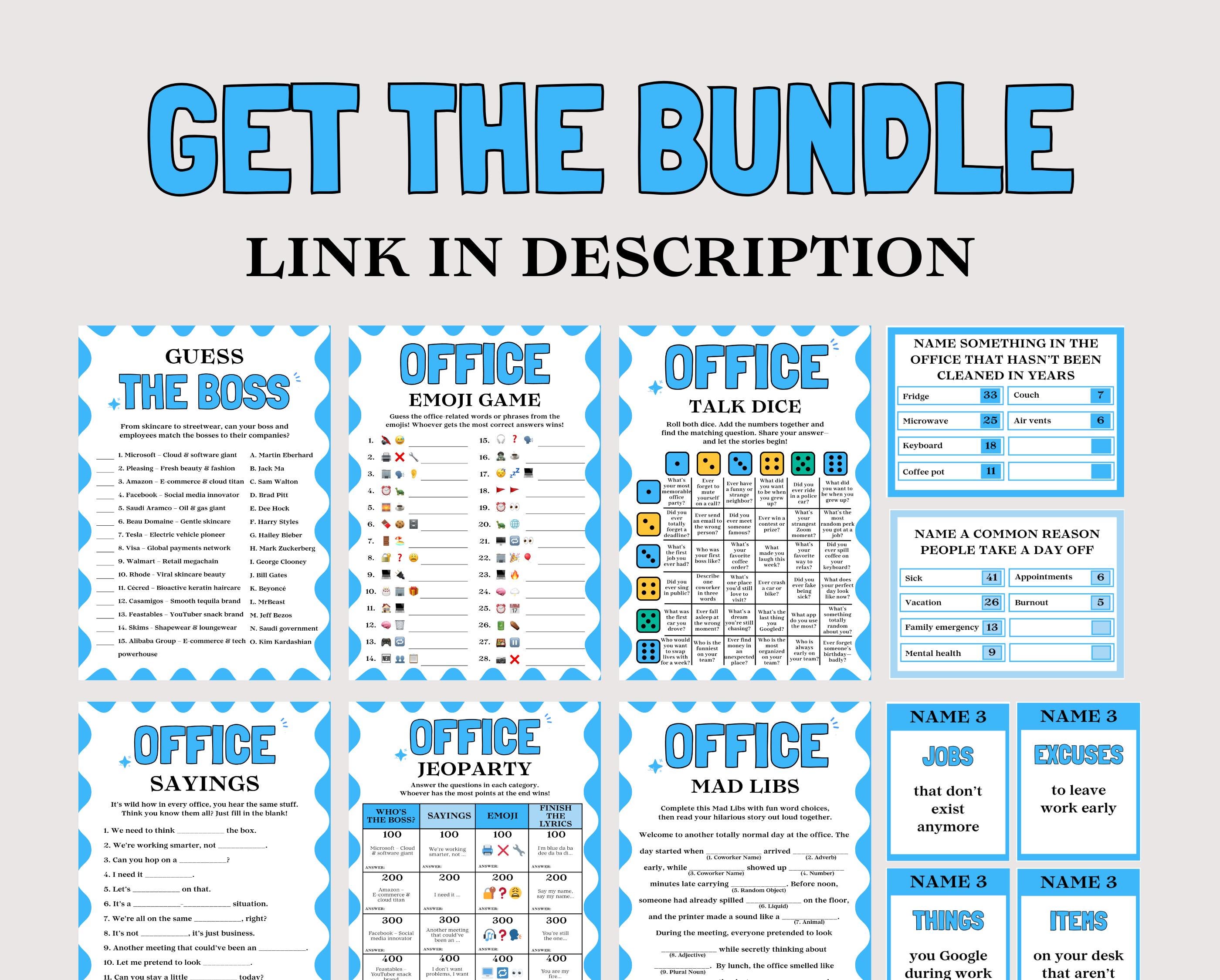 Office Think Fast Game, Fun Printable Team Building Game for Staff ...