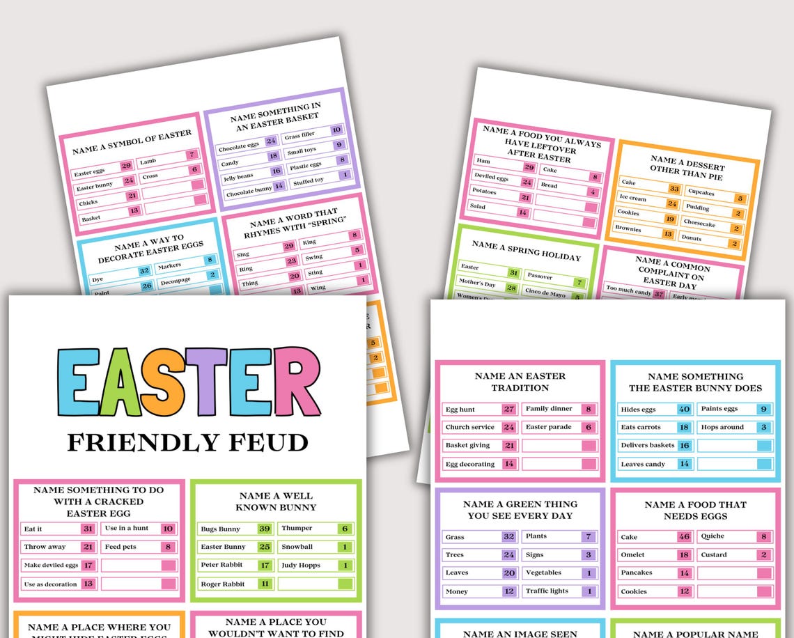 Easter Family Feud Game, Fun Printable Easter Game for Kids Adults ...
