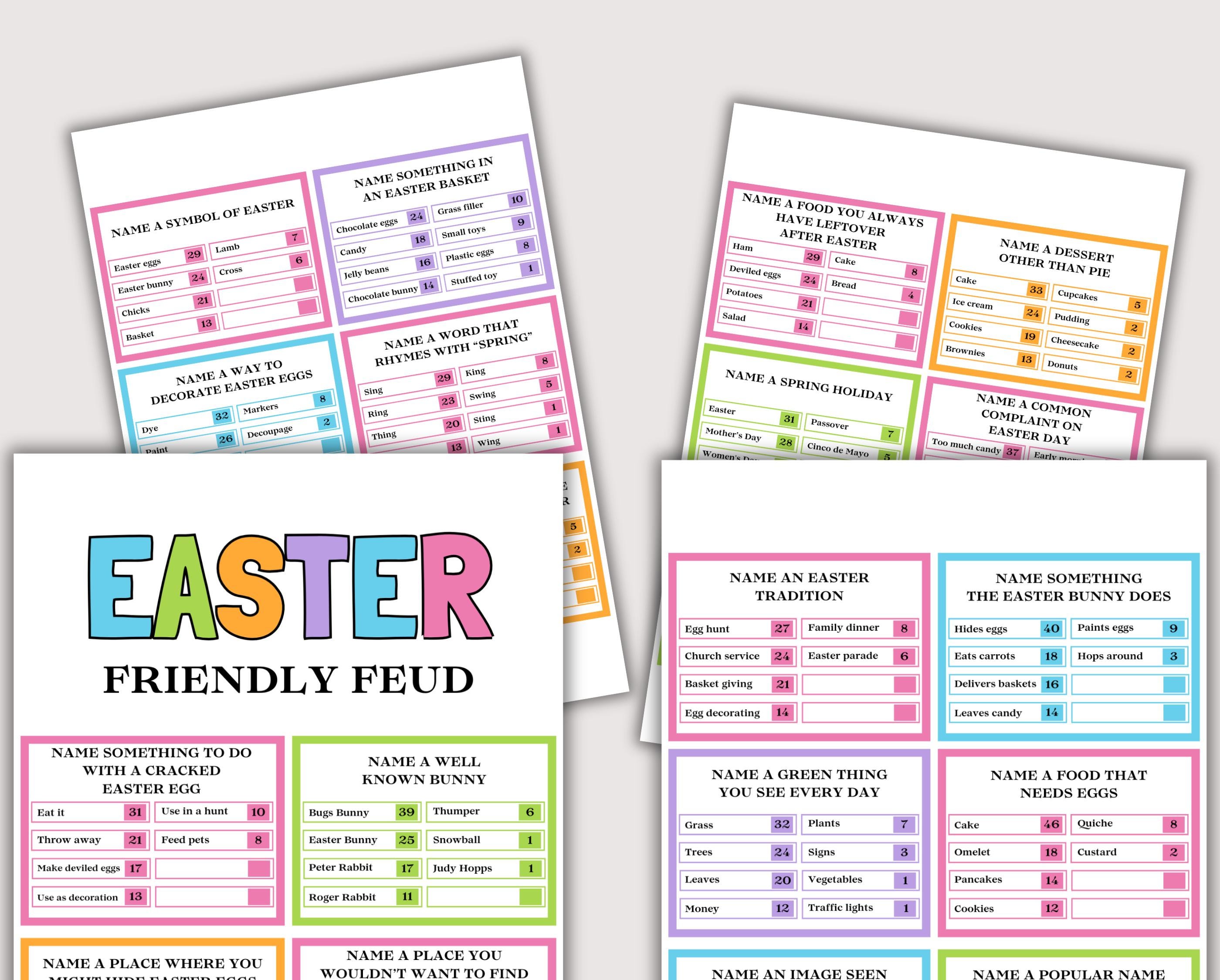 Easter Family Feud Game, Fun Printable Easter Game for Kids Adults ...