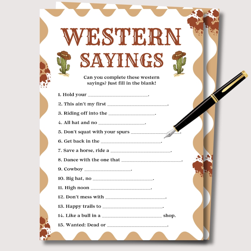 Western Trivia Games - Etsy
