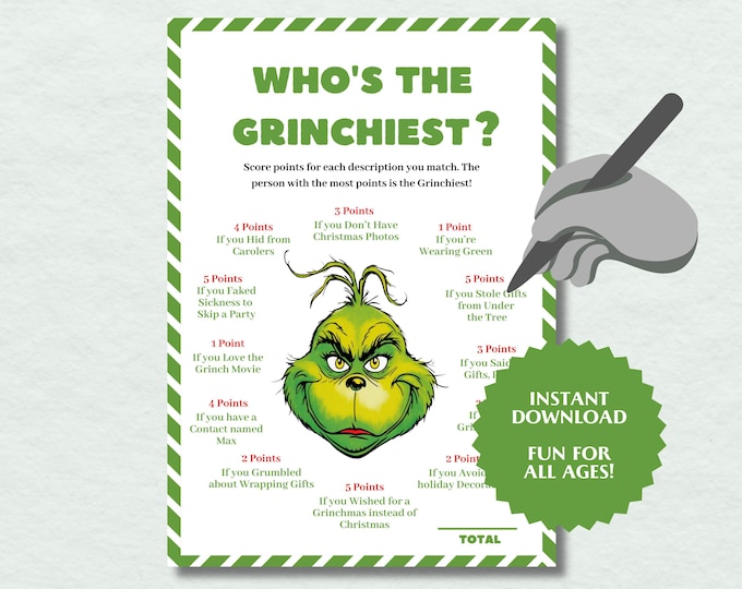Grinch Game, Grinchmas Games, Christmas Party Games, How the Grinch ...