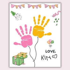 Birthday Handprint Craft, Happy Birthday Handprint Balloons Art ...