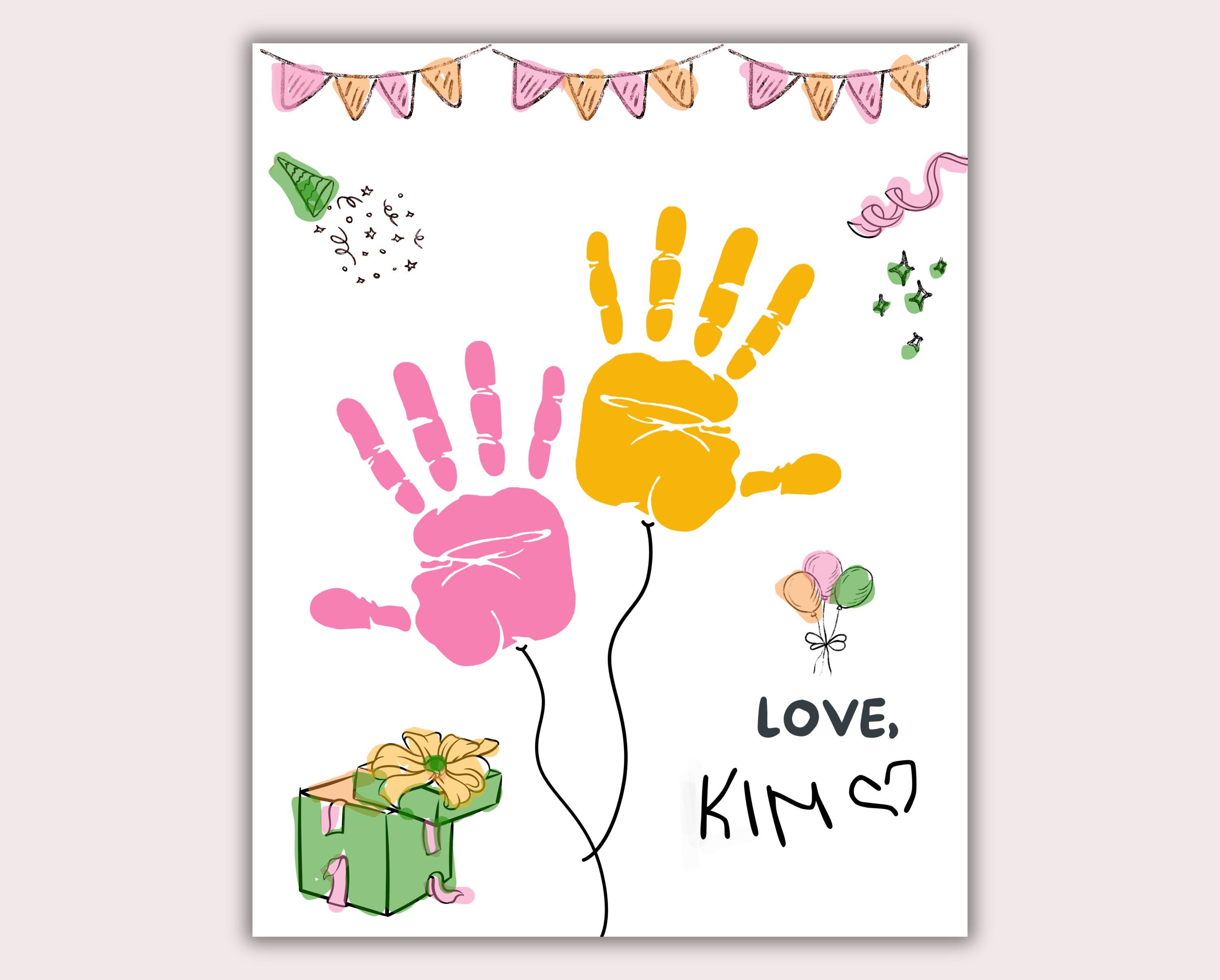 Birthday Handprint Craft, Happy Birthday Handprint Balloons Art ...