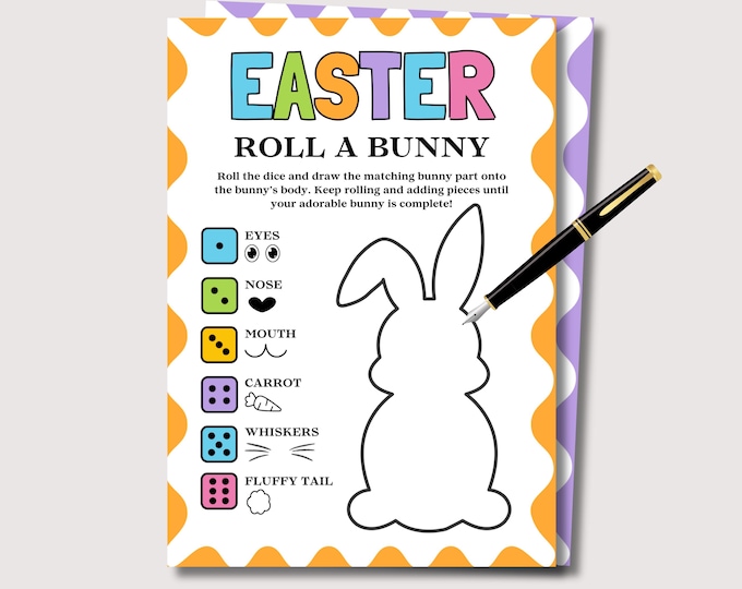 Easter Roll a Bunny Game, Fun Printable Easter Game for Kids, Group ...