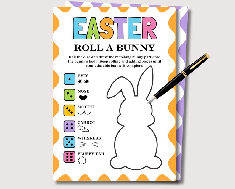 Easter Roll a Bunny Game, Fun Printable Easter Game for Kids, Group ...