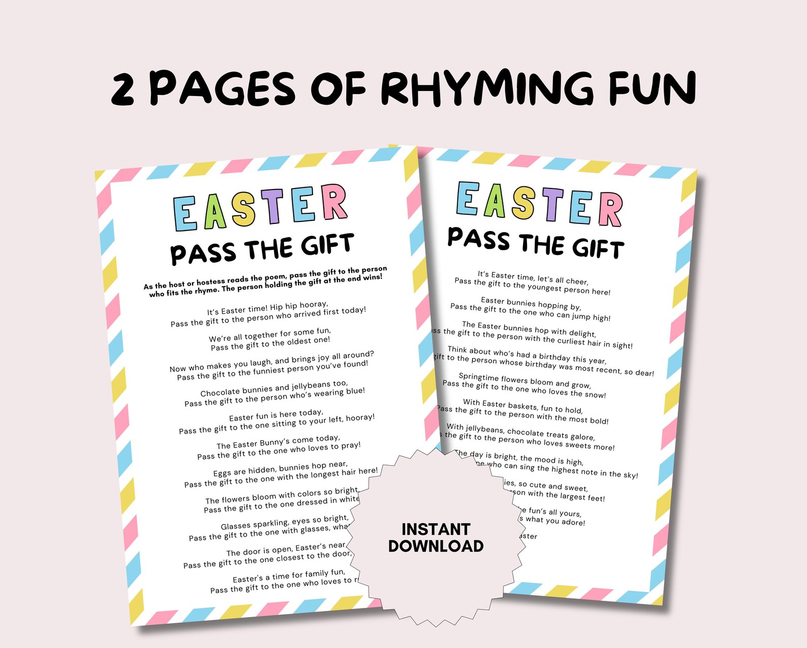 Pass the Prize Easter Game, Easter Pass the Gift, Easter Party Game ...