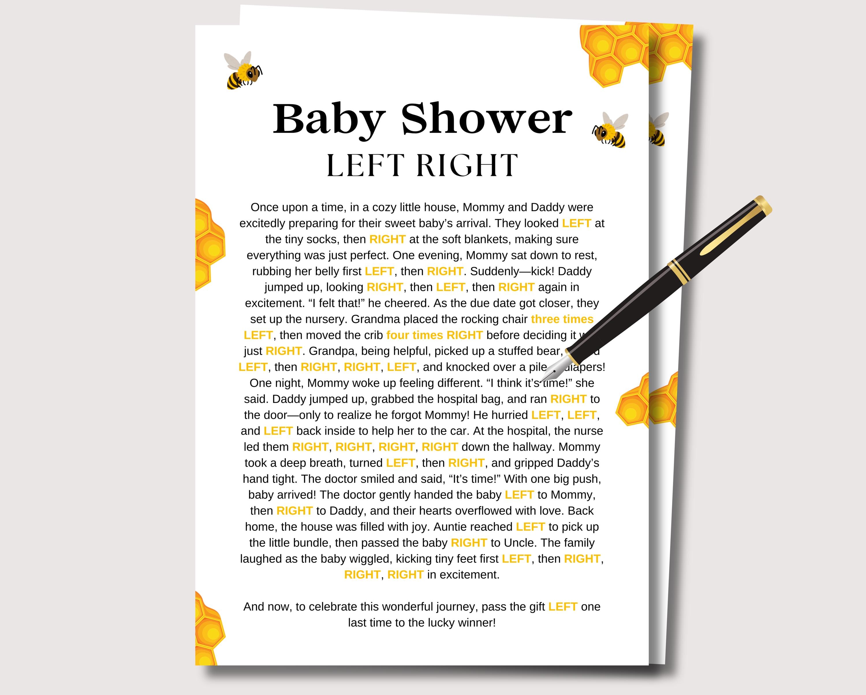 Left Right Baby Game, Pass the Prize Game Baby Shower Game, Baby Shower ...