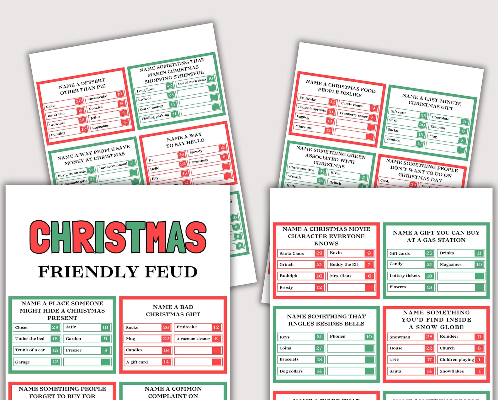 Christmas Family Feud Game, Fun Christmas Game for Adults Kids ...