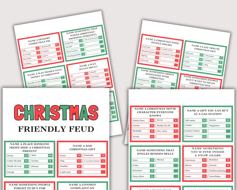 Christmas Family Feud Game, Fun Christmas Game for Adults Kids ...