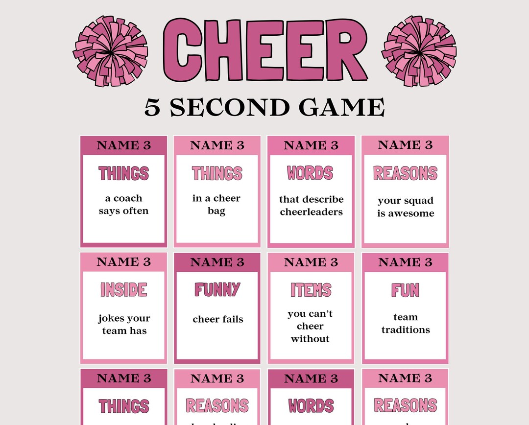 Cheer 5 Second Game Game, Fun Cheerleading Party Game, Cheer Bonding ...