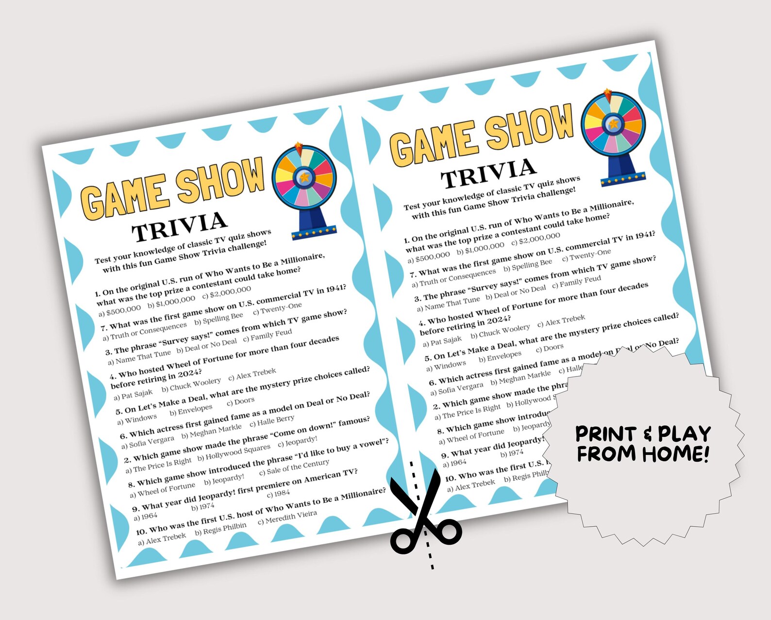 Game Show Trivia TV Quiz Shows, Fun Game for Seniors and Family Reunion ...