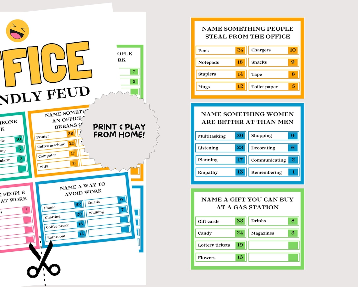 Fun Team Building Friendly Feud Game, Printable Office Friendly Feud ...
