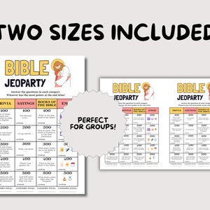 Bible Jeopardy Game, Fun Bible Trivia Game for Kids and Adults Bible ...