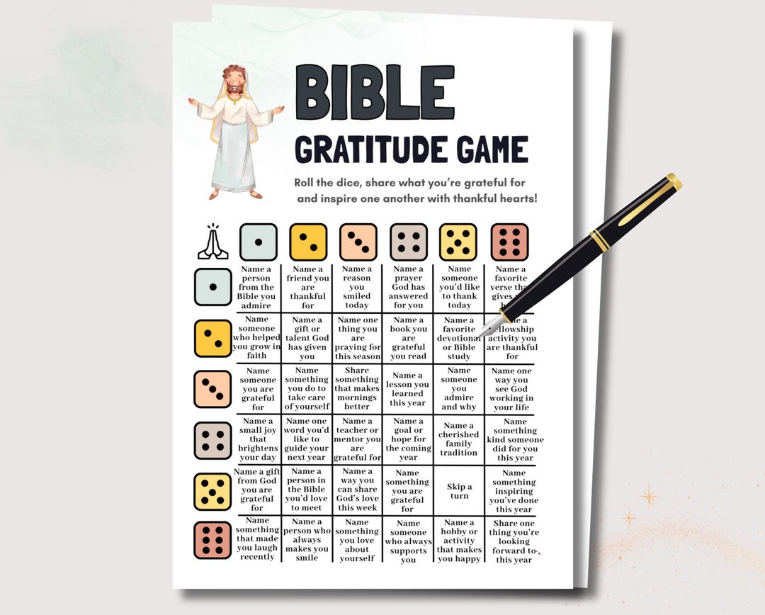 Bible Gratitude Dice Game, Bible Games for Kids Youth Teen Adults ...