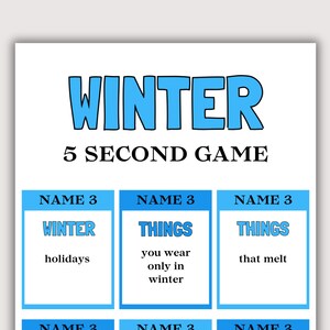 Winter 5 Second Game, Fun Winter Game for Adults Kids, Group Winter ...