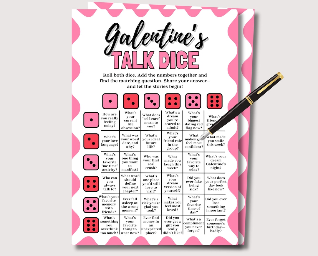 Galentine's Talk Dice Game, Fun Printable Galentines Day Game for Girls ...