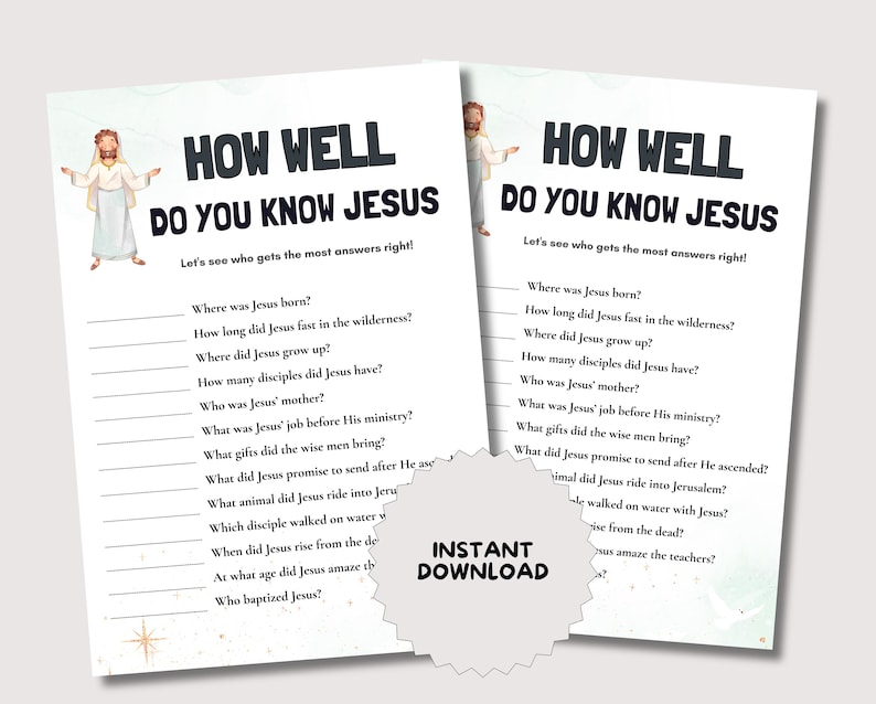 How Well Do You Know Jesus Game, Religious Bible Game Printable, Church ...