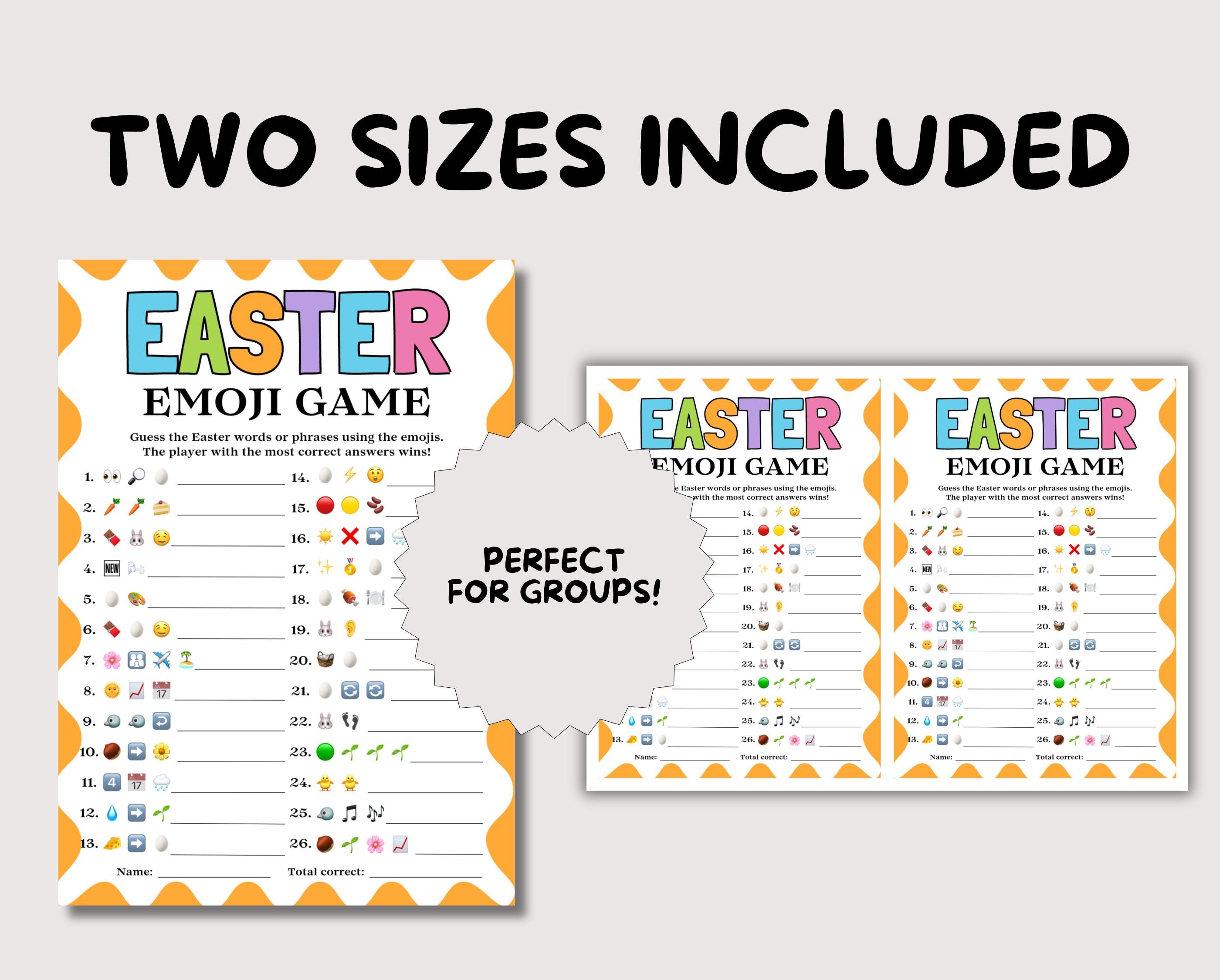 Easter Emoji Game, Fun Printable Family Easter Game for Adults Kids ...