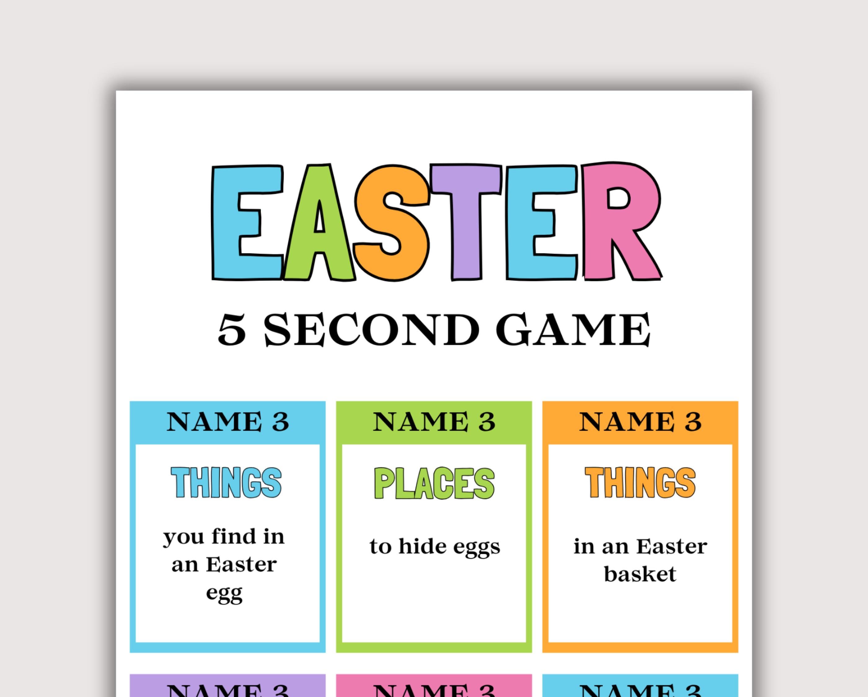 Easter 5 Second Game, Fun Easter Family Game for Kids Adults, Easter ...