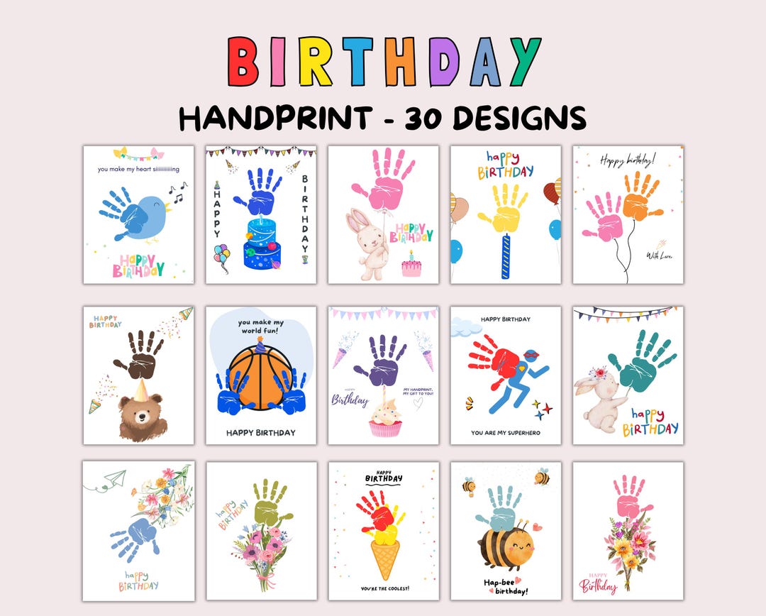 Birthday Handprint Craft, Happy Birthday Handprint Bundle, Personalized ...