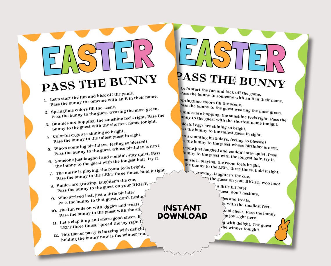Easter Pass the Bunny Game, Fun Group Easter Game for Kids Adults ...